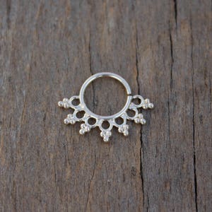 Silver Septum Ring Flower Septum Indian Nose Ring Ethnic Septum Tribal ...