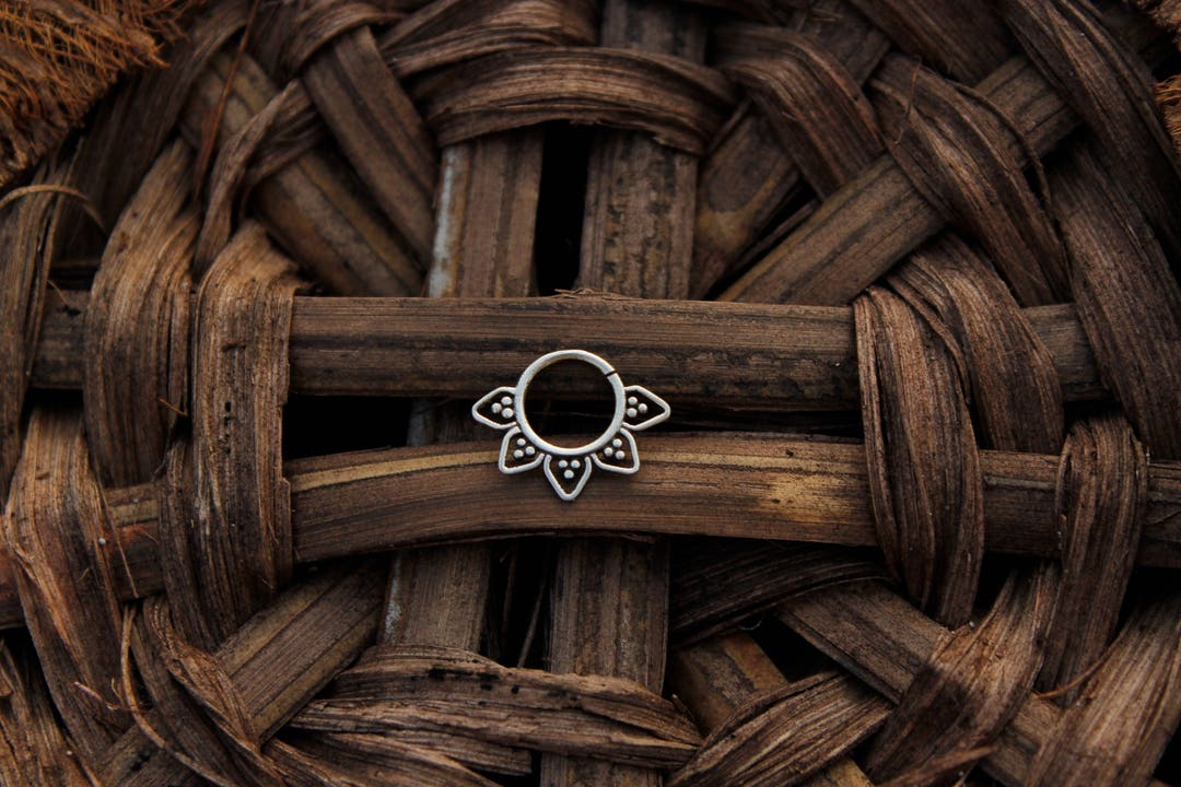 Septum Ring Silver Septum Flower Septum Tribal Septum Cartilage Ring ...