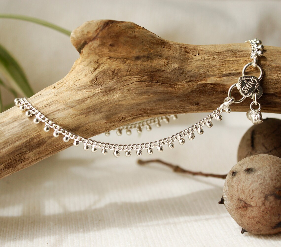 Thin Silver Anklet Jewelry Boho Anklets Ethnic Anklet Gypsy - Etsy