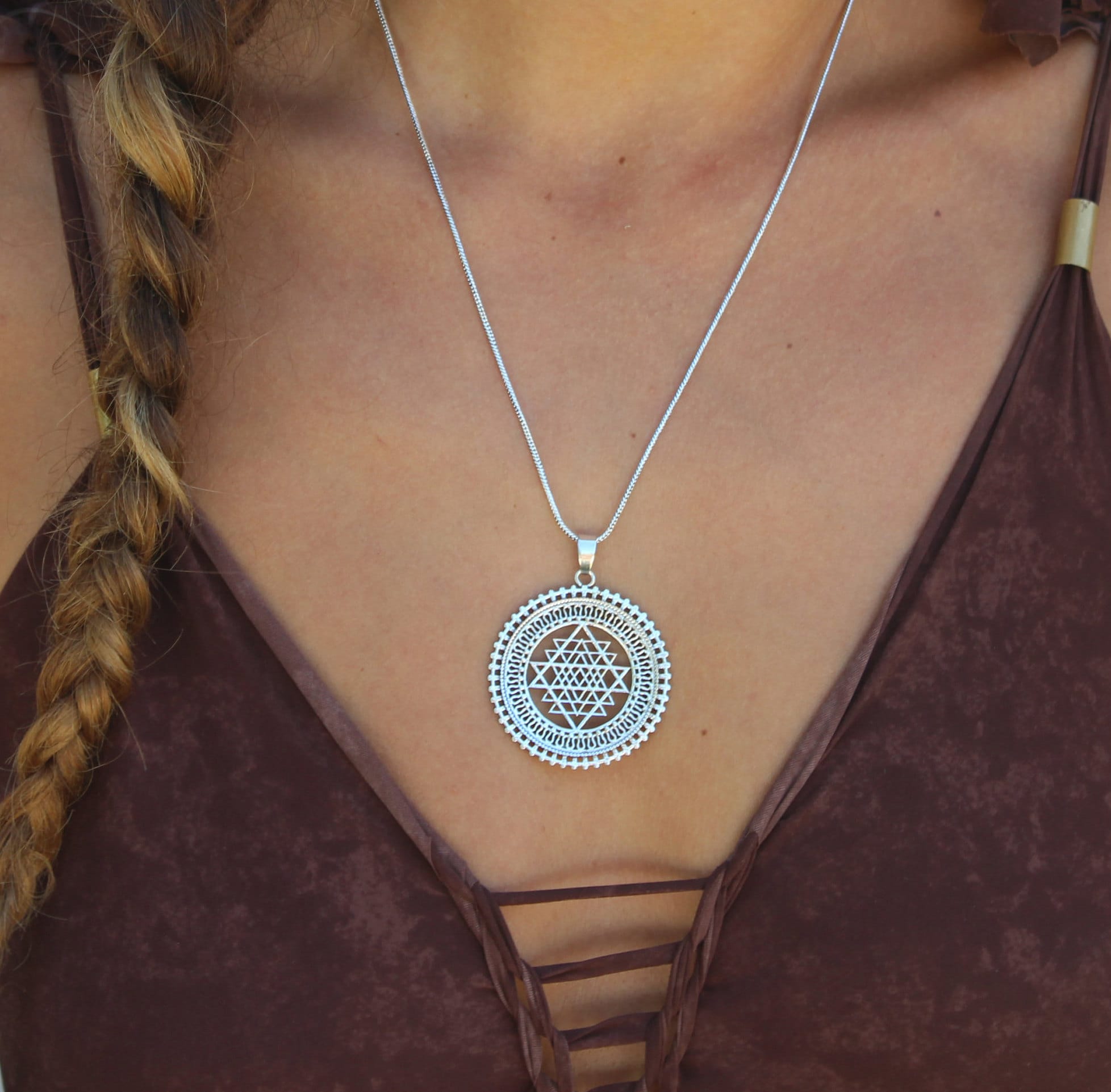Sacred geometry necklace Sri yantra necklace protection amulet | Etsy