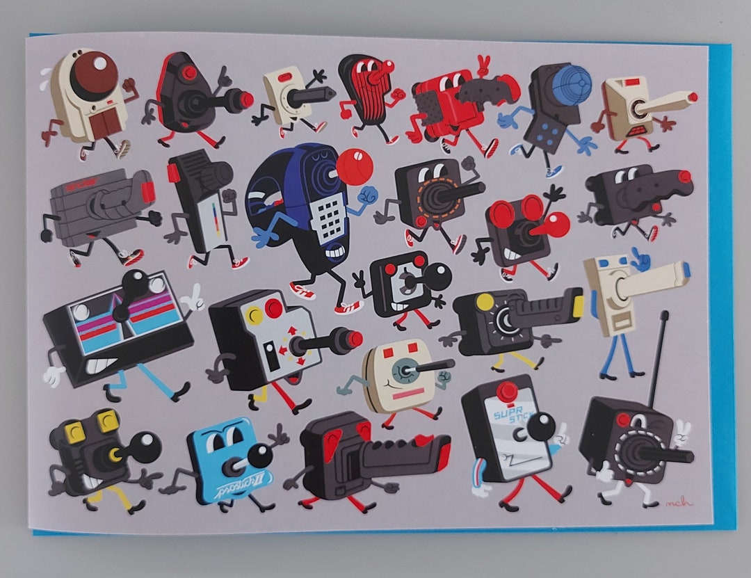 JOYSTICKS Greetings Card Retro Games Commodore 64 Atari Vic 20 ZX ...