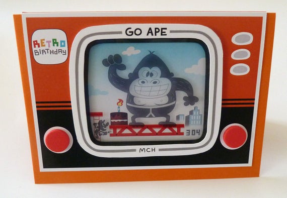 GO APE Birthday Card Retro LCD Style Choice of 7 Colours - Etsy UK