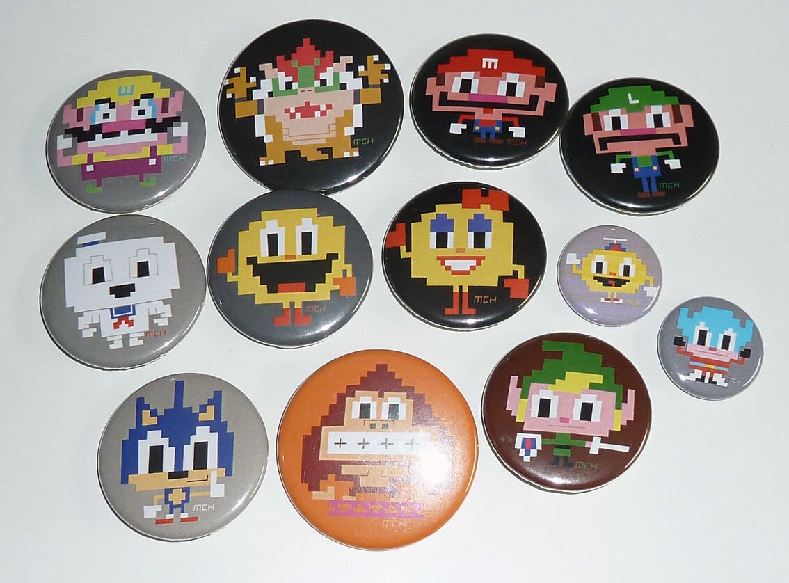 Set of 12 Original Retro Style 8 Bit Badges - Etsy