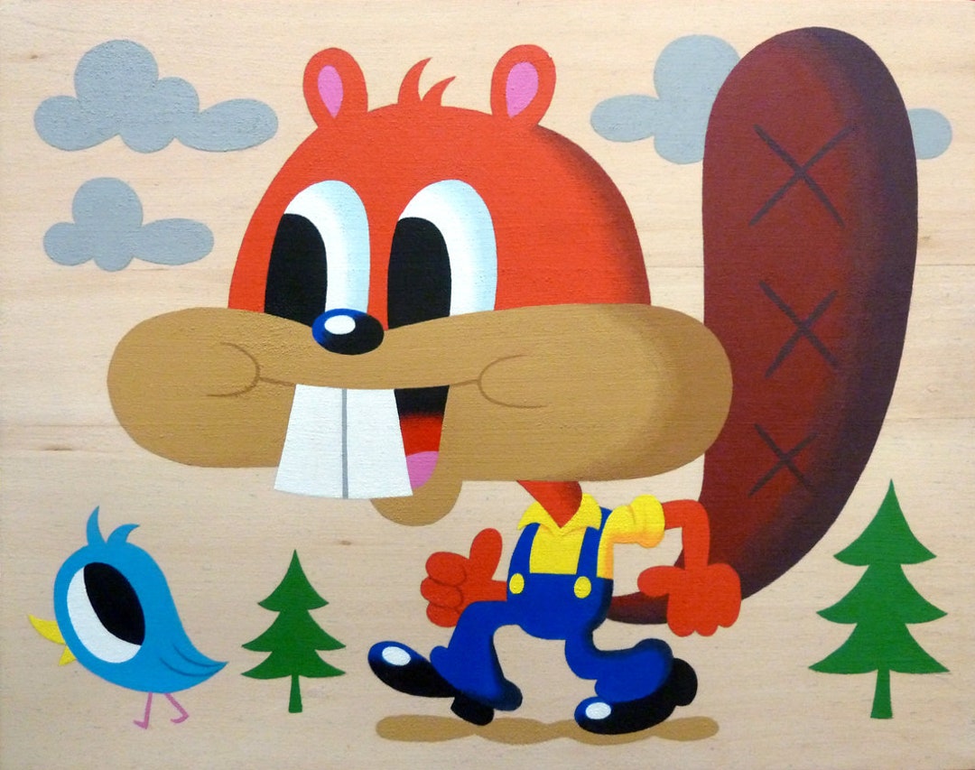 Mr Beaver (2019) Original Acrylic Painting on Basswood Canvas - Etsy