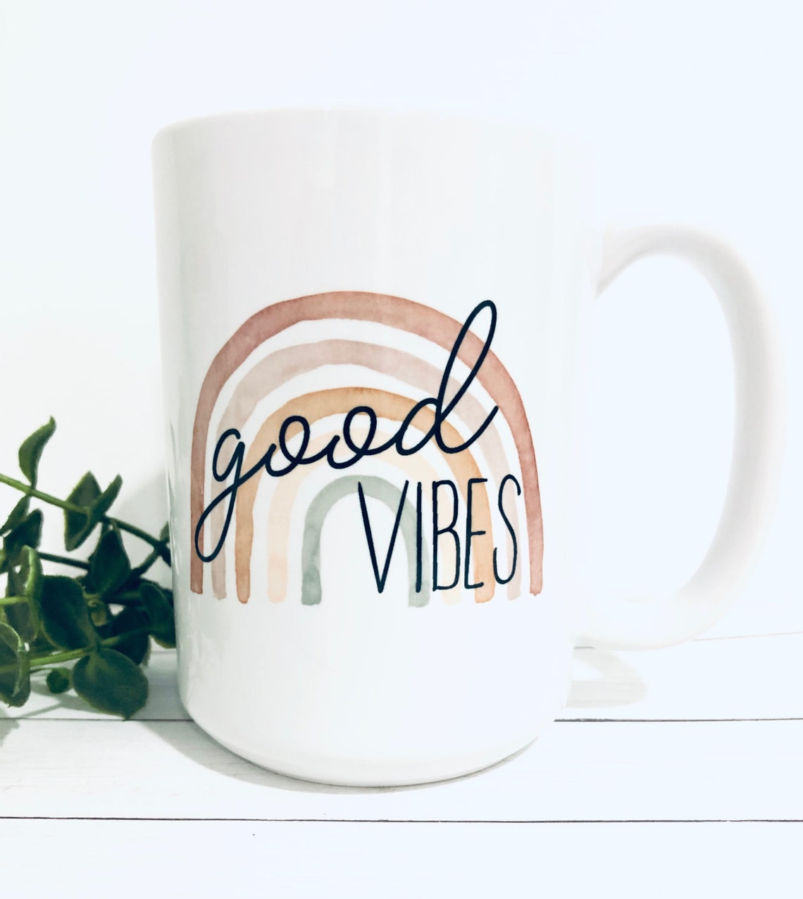 Good Vibes Rainbow Coffee Mug Positive Gift Gift for Friend | Etsy