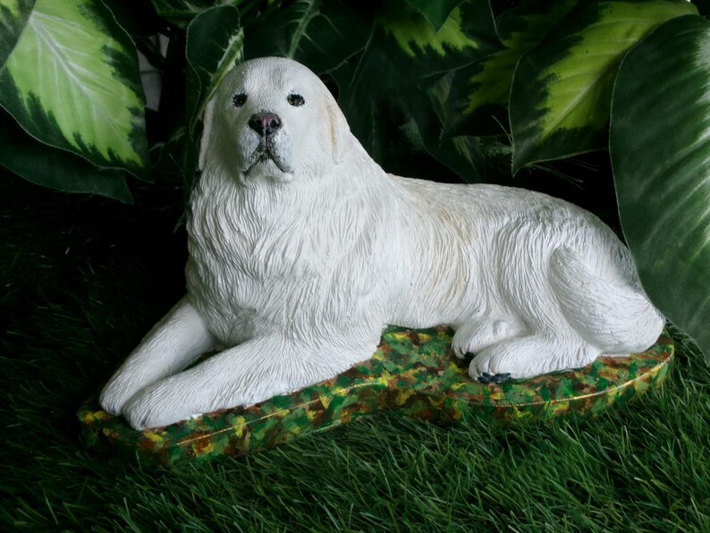 Great Pyrenees Concrete Statue Newfoundland Landseer Mini-me Painted ...