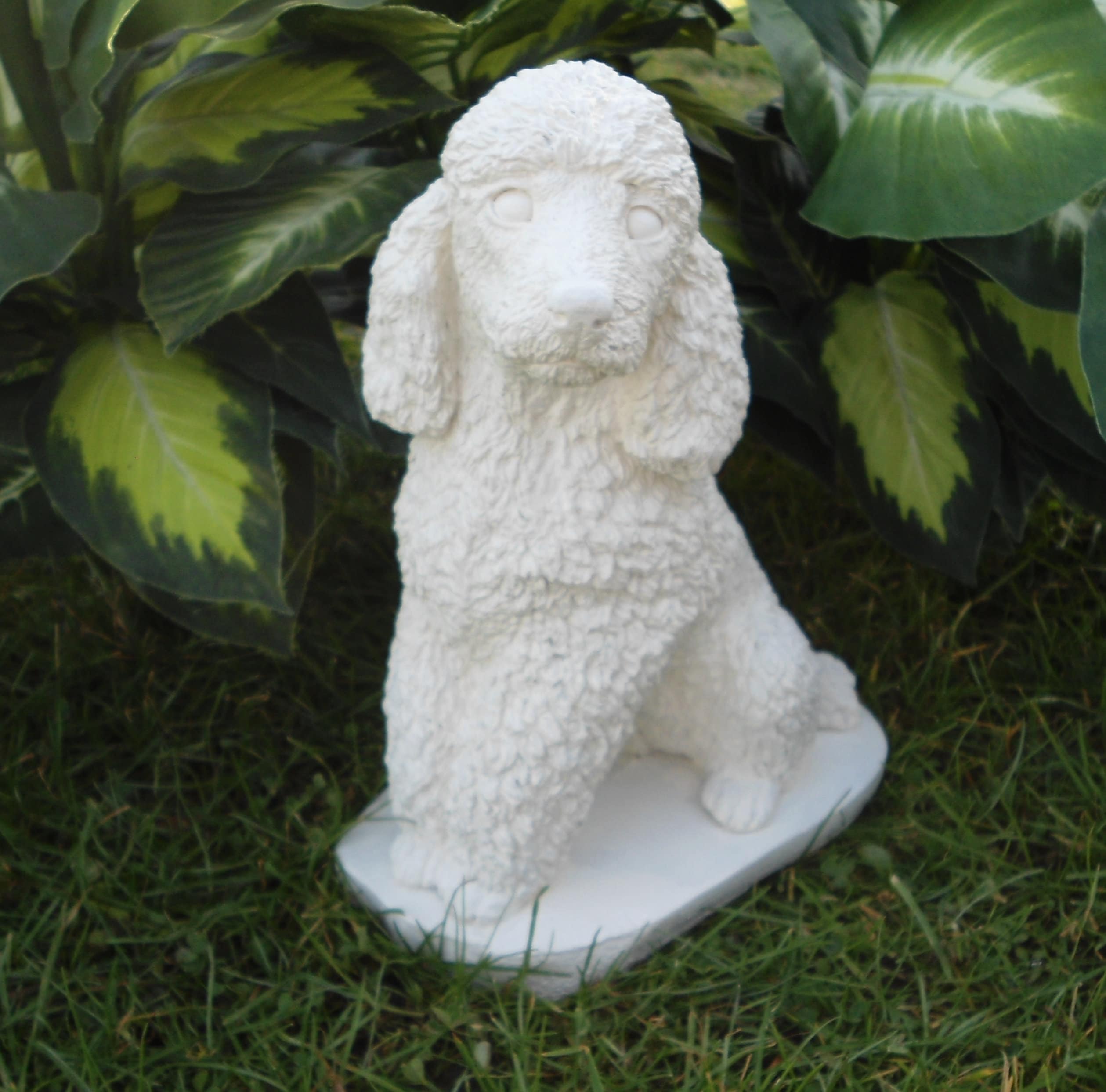 Poodle Concrete Statue Alabaster Monochrome Grey Outdoor Garden Decor ...