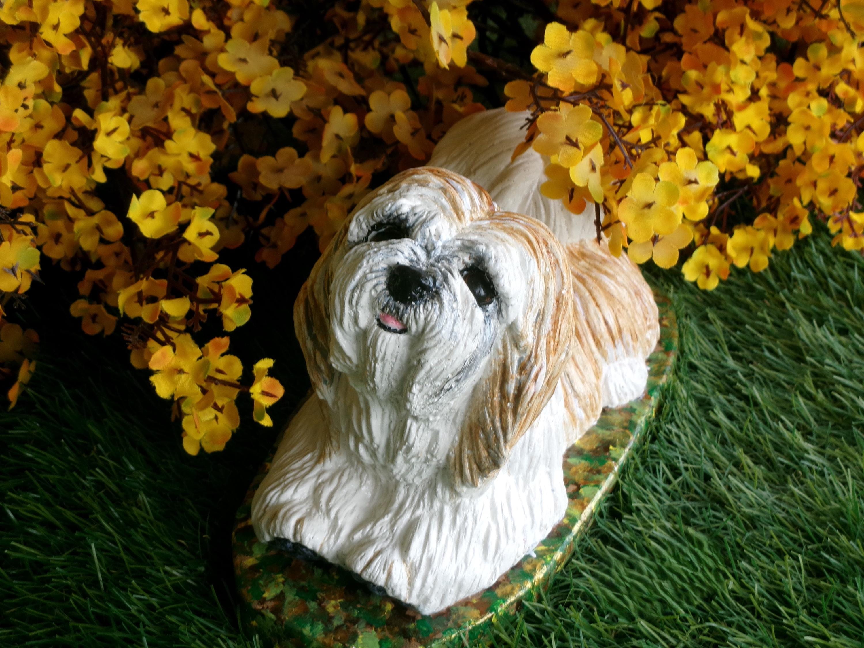 Lhasa Apso Concrete Statue Shih-tzu Dog Pet Loss Memorial Dog Lovers ...