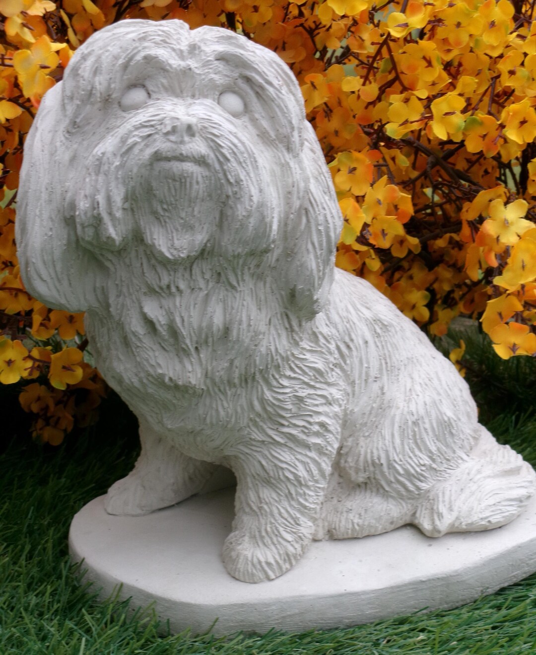Maltese Concrete Statue Pet Loss Memorial Stone Outdoor Garden Decor ...