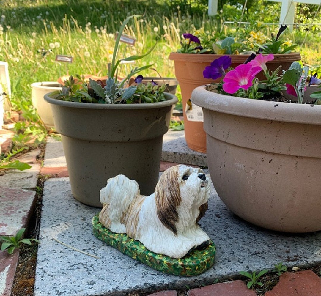 Lhasa Apso Concrete Statue Shih-tzu Dog Pet Loss Memorial Dog Lovers ...