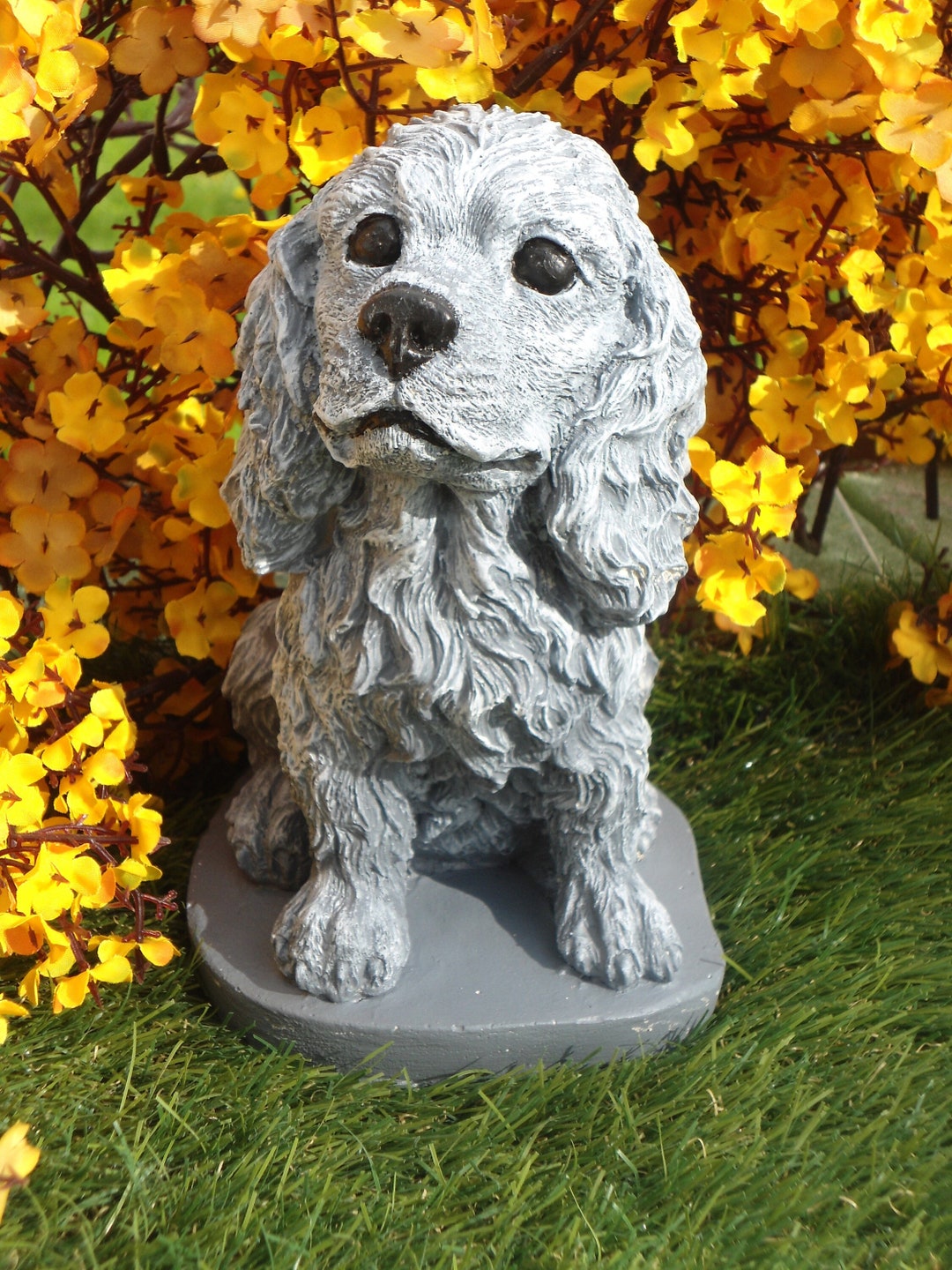 Cocker Spaniel Concrete Statue Figurine Garden Decor Pet Loss Memorial ...