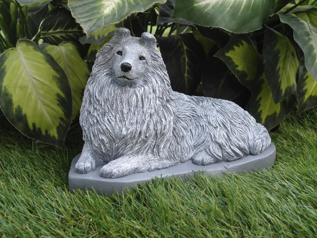 Concrete Statue Sheltie Shetland Sheepdog Outdoor Garden Decor Pet Loss ...