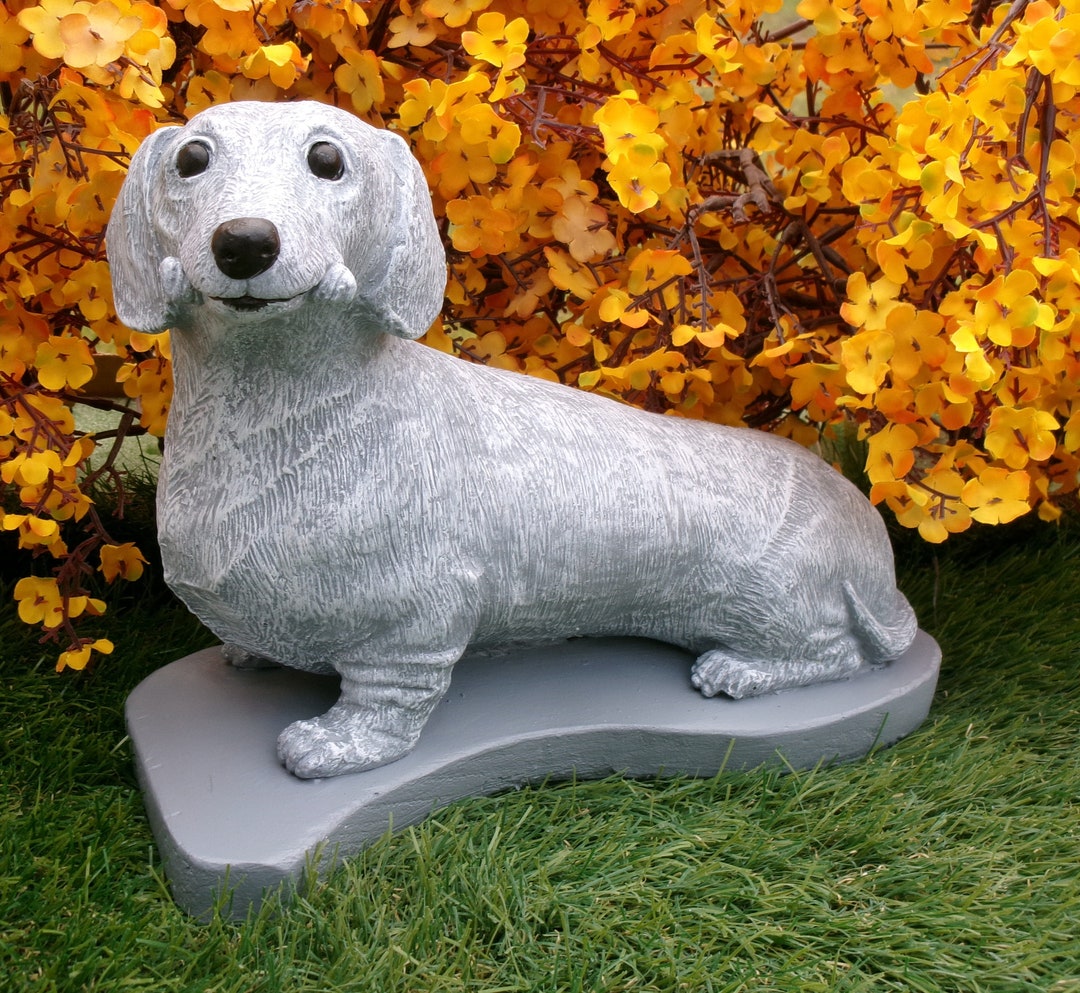 Dachshund Dog Concrete Statue Garden Decor Custom Painted or Sealed Pet ...