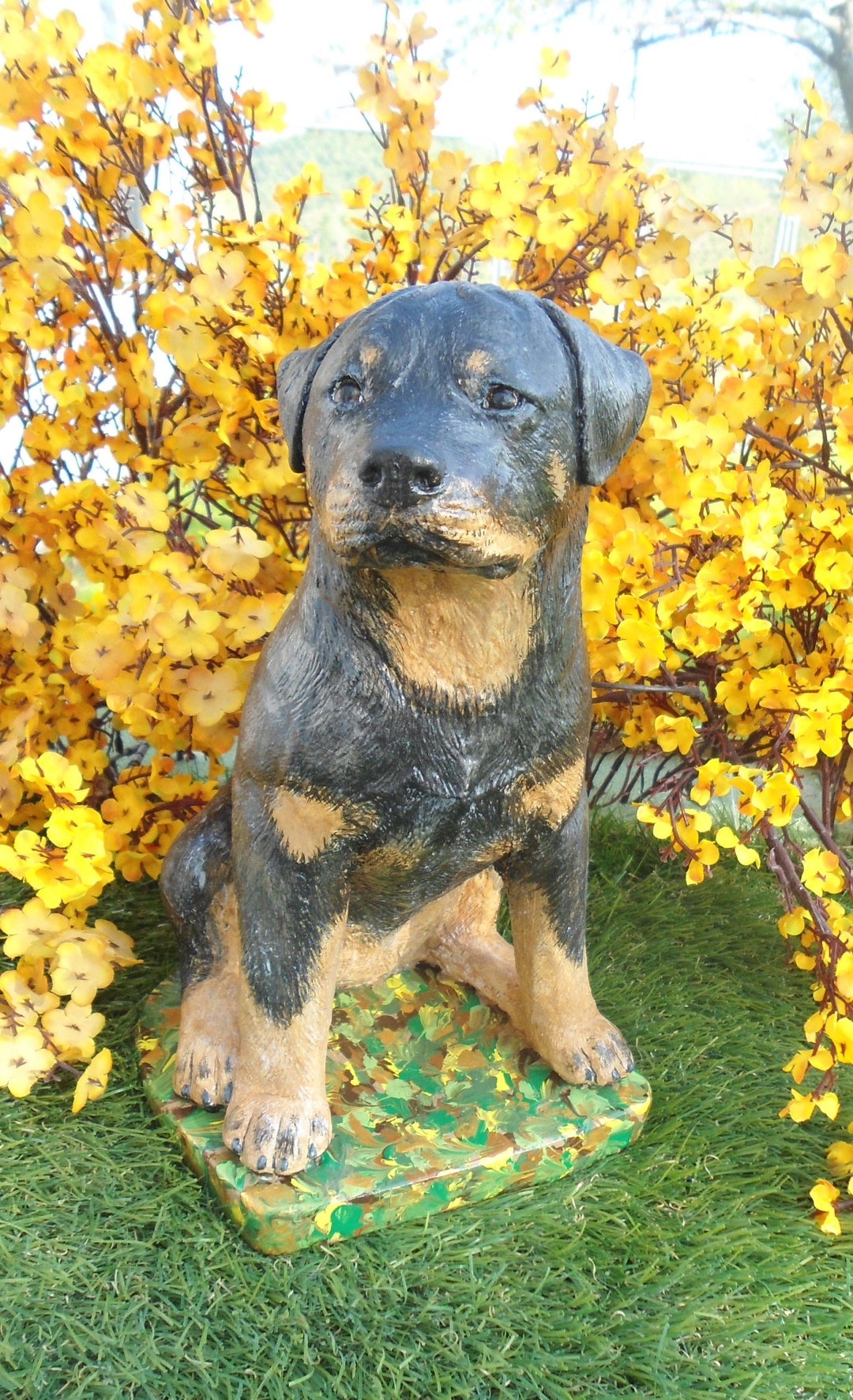 Concrete Roddy Rottweiler Dog Figurine Statue Garden Decor Pet Loss ...