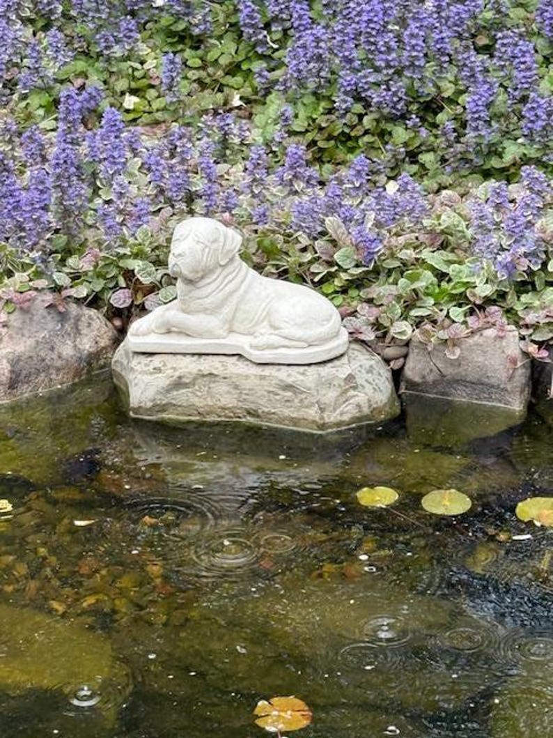 Mastiff Concrete Statue Waterproof Sealed Memorial Stone Grave Marker ...