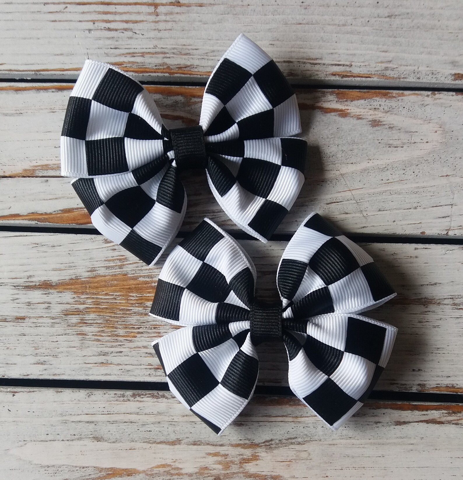 Checker Flag Hair Bow Racing Hair Bow Black and White Racing - Etsy