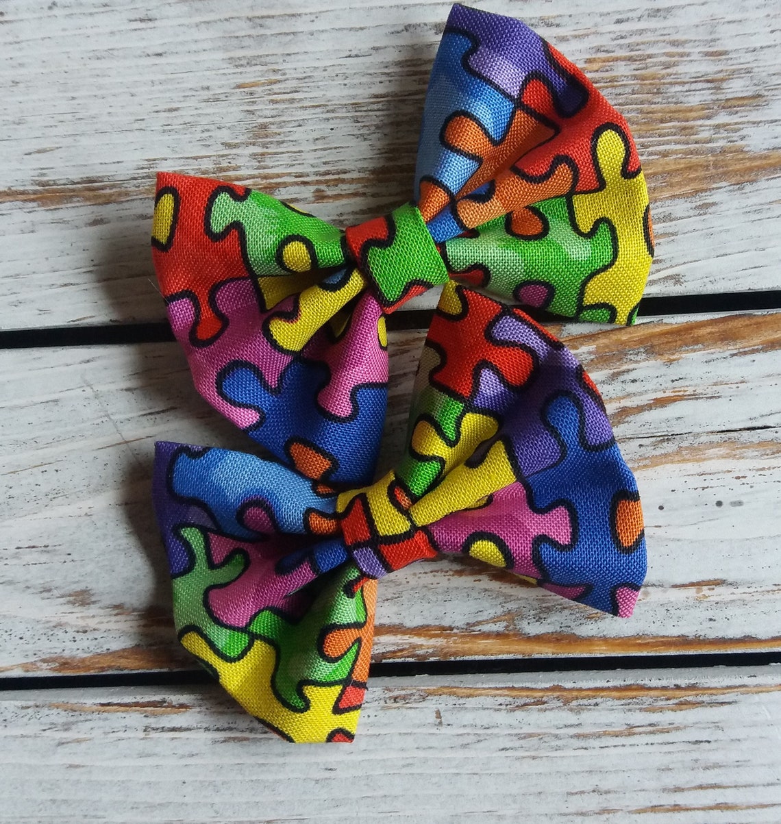 Autism Awareness Hair Bow Autism Fabric Hair Bow Cotton Hair - Etsy