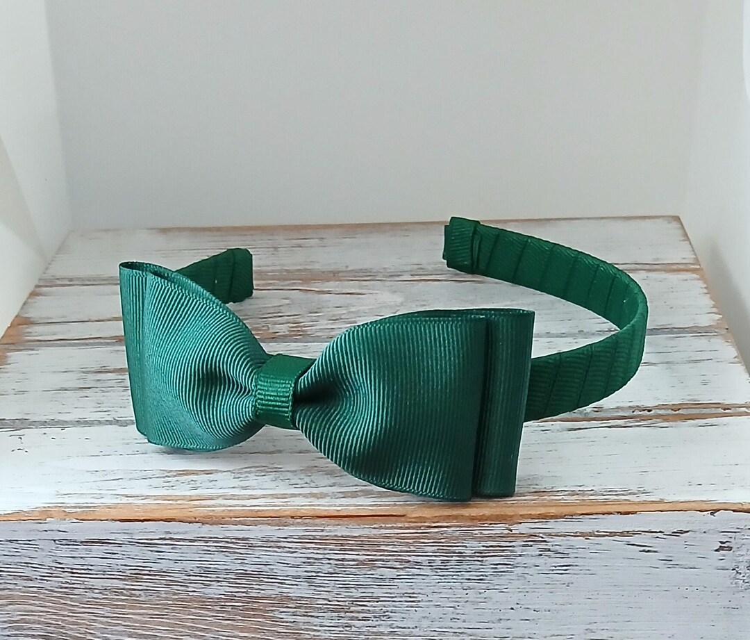 Forest Green Bow Headband, Hard Headband, Tuxedo Forest Green Hair Bow ...