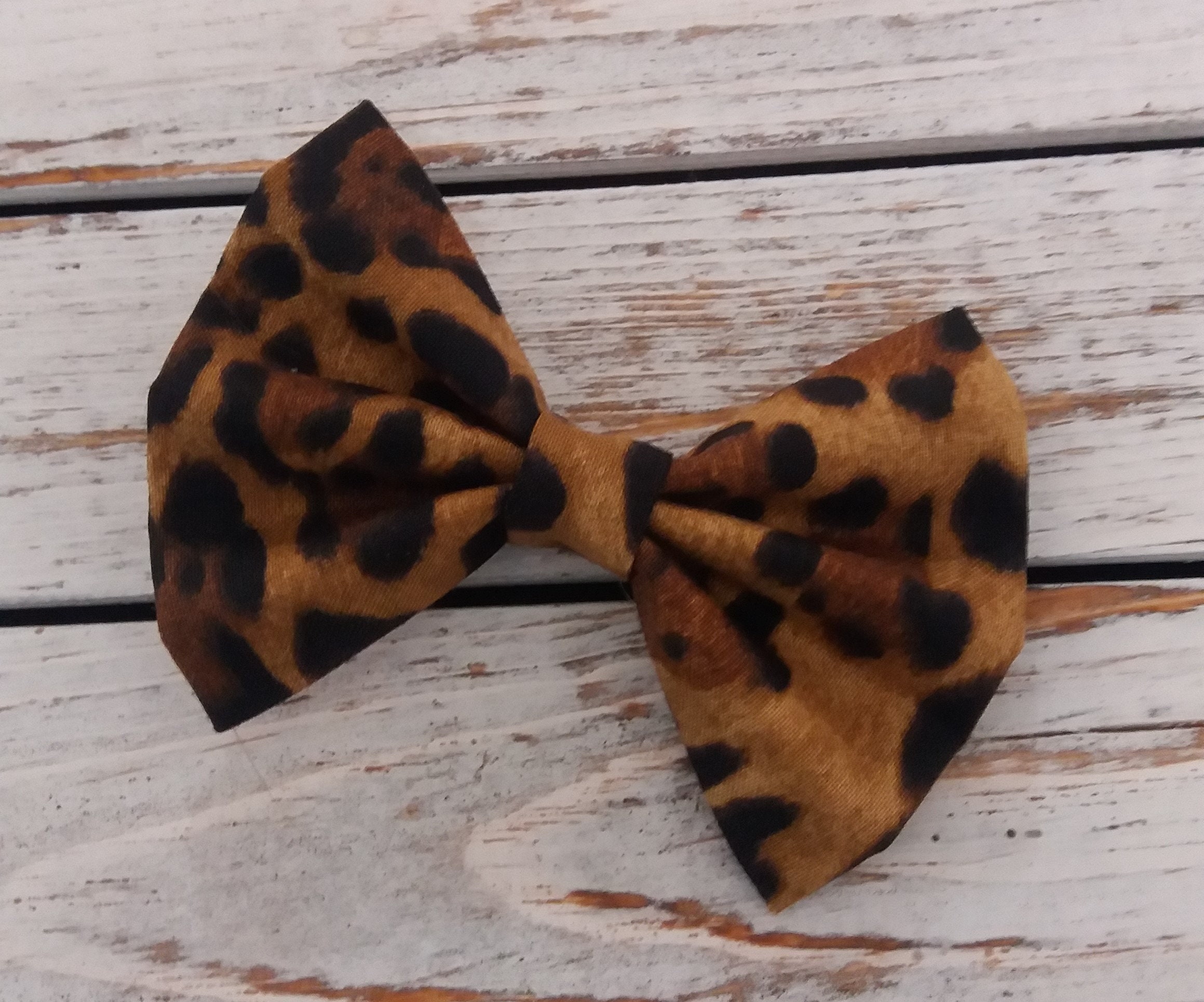 Leopard Hair Bow Fabric Hair Bow Cotton Hair Bow Animal - Etsy