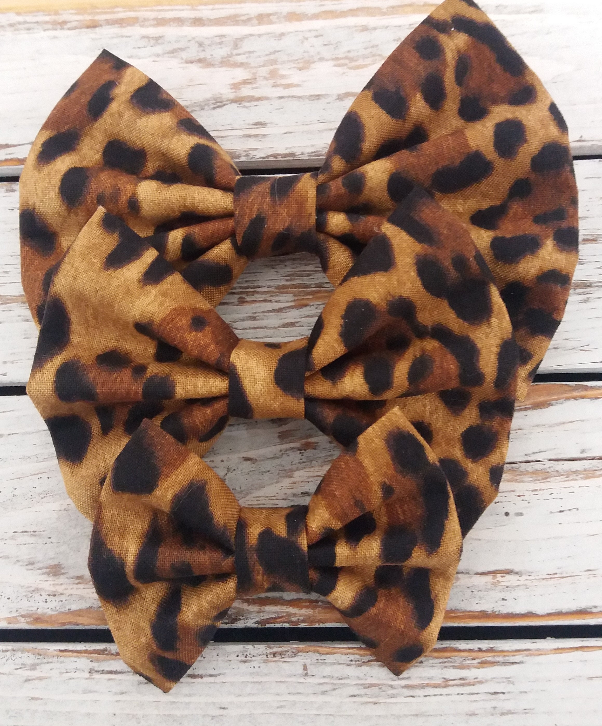 Leopard Hair Bow Fabric Hair Bow Cotton Hair Bow Animal - Etsy