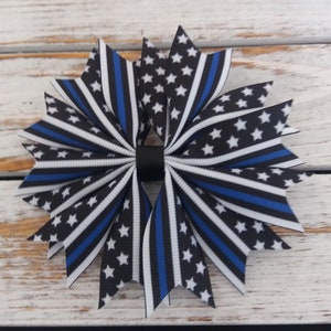 Police Hair Bow, Spiked Police Hair Bows, Boutique Hair Bows, Hair ...