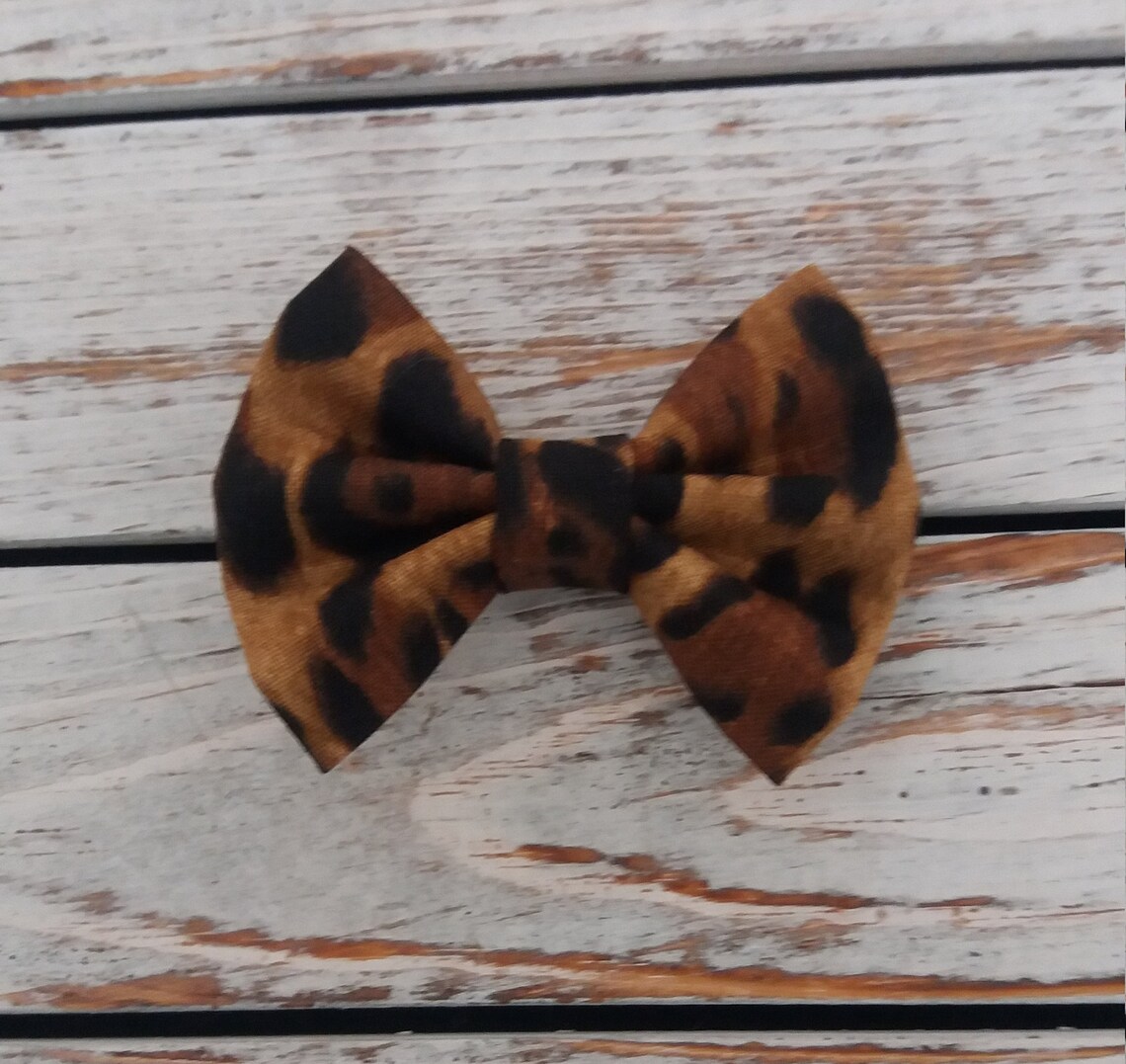 Leopard Hair Bow Fabric Hair Bow Cotton Hair Bow Animal - Etsy