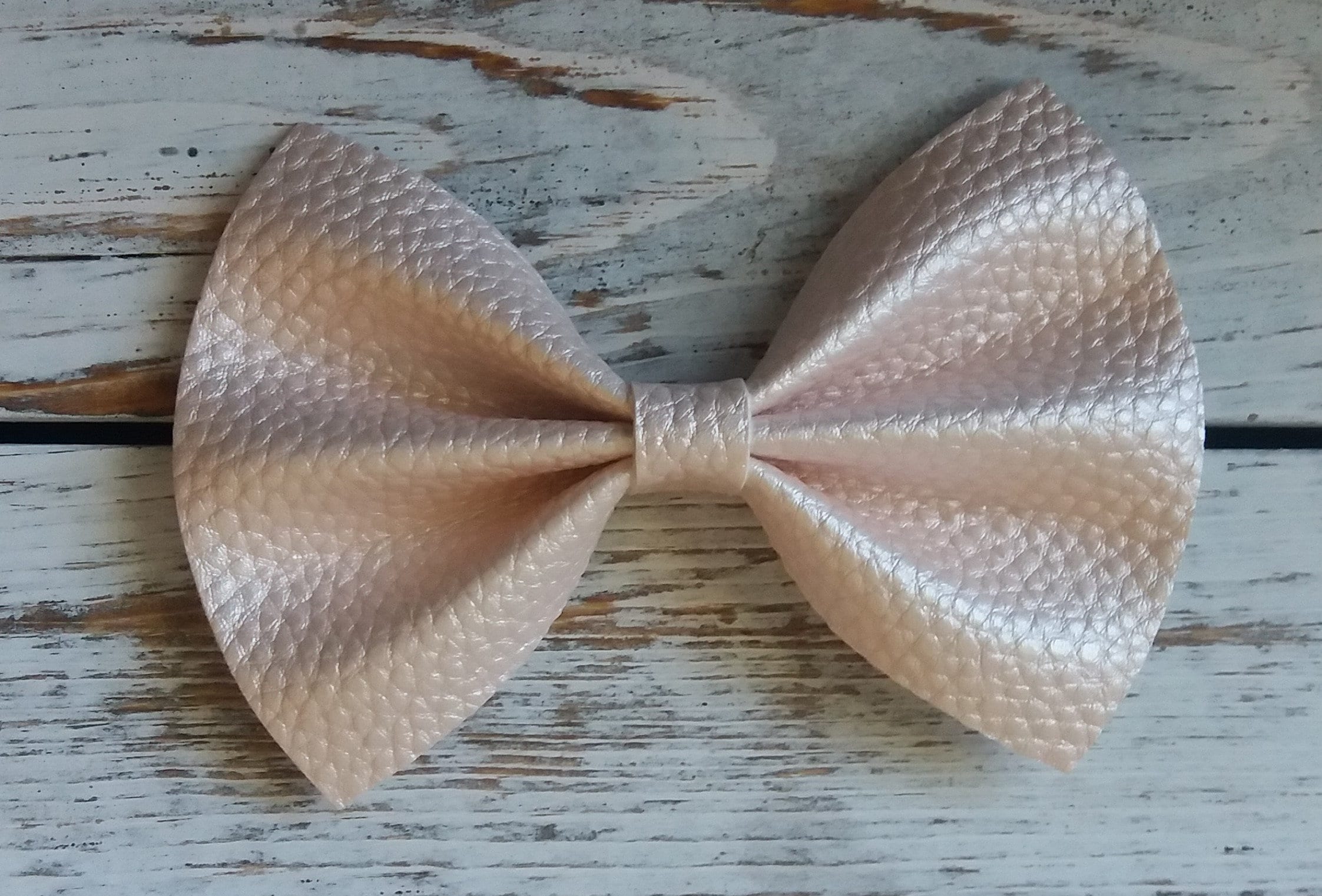 Faux Leather Hair Bow, Pearl Pink Faux Leather Bow, Girl's Faux Leather ...