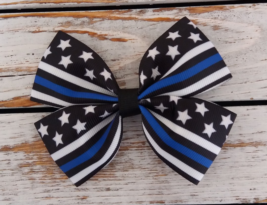 Police Hair Bow Double Tuxedo Hair Bow Toddler Hair Bows Infant ...