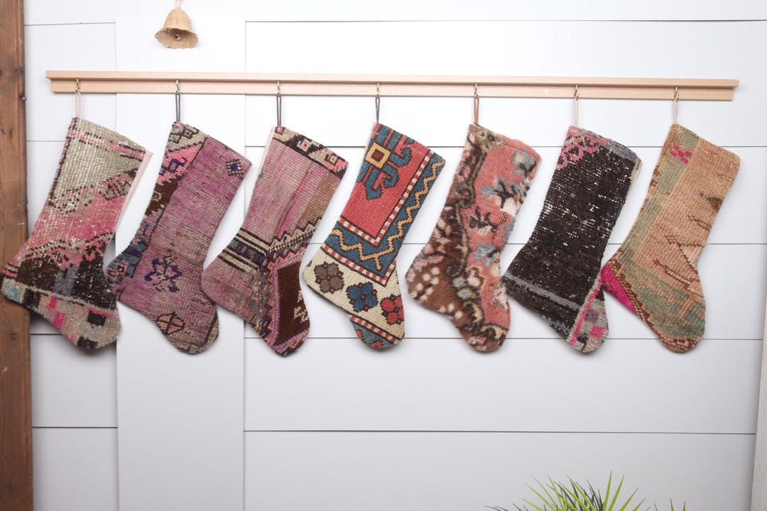 Antique Rug Stocking, Handmade Christmas Stocking, Vintage Stocking ...