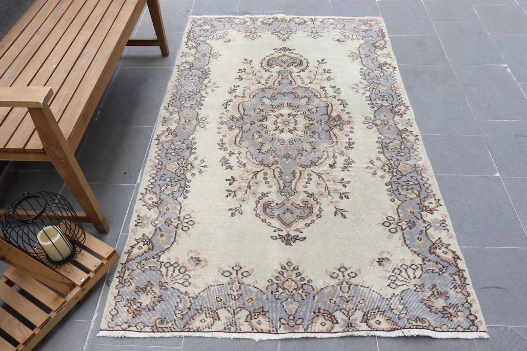 Vintage Decor, 3.9x6.4 Ft Area Rug, Oushak Rug, White Bedroom Rugs ...