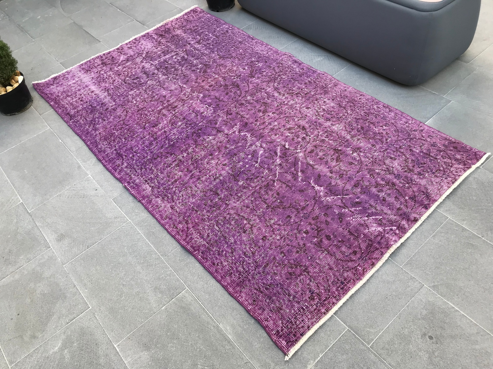 Purple Rug Area Rug Turkish Rug / 3.9 x 6.9 ft / Vintage | Etsy