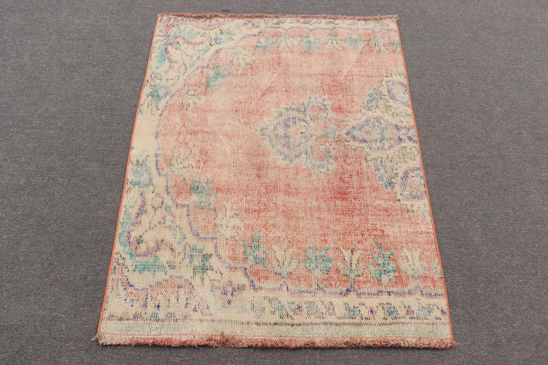 Antique Rug, Vintage Rug, Small Turkish Rug, Red Floor Rugs, Turkish ...