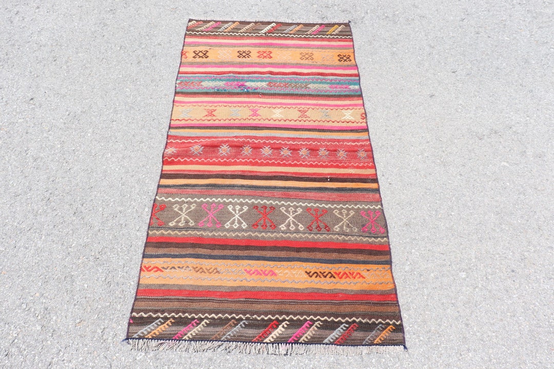 Handmade Kilim, Turkish Kilim, Vintage Kilim Rugs for Gift, Brown Kilim ...