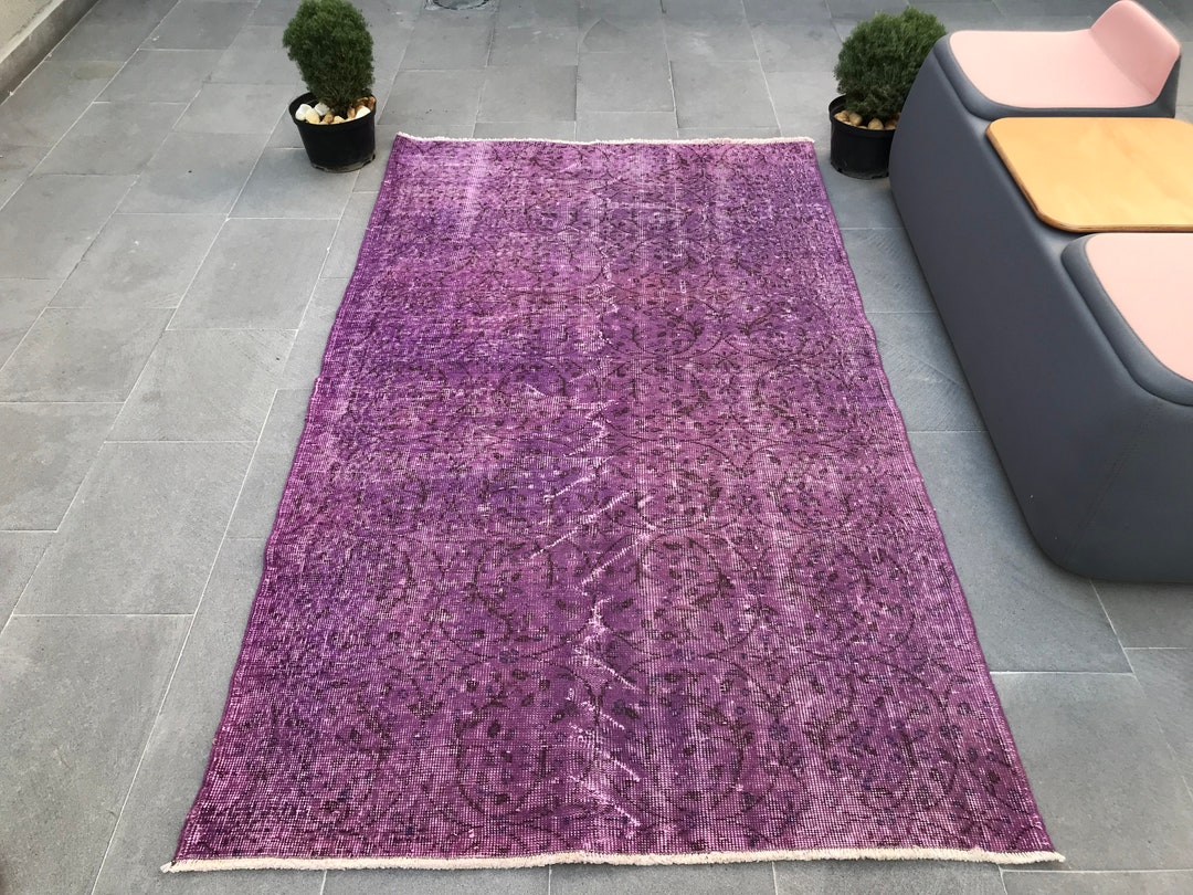 Purple Rug, Area Rug, Turkish Rug / 3.9 X 6.9 Ft / Vintage Rug / Oushak ...