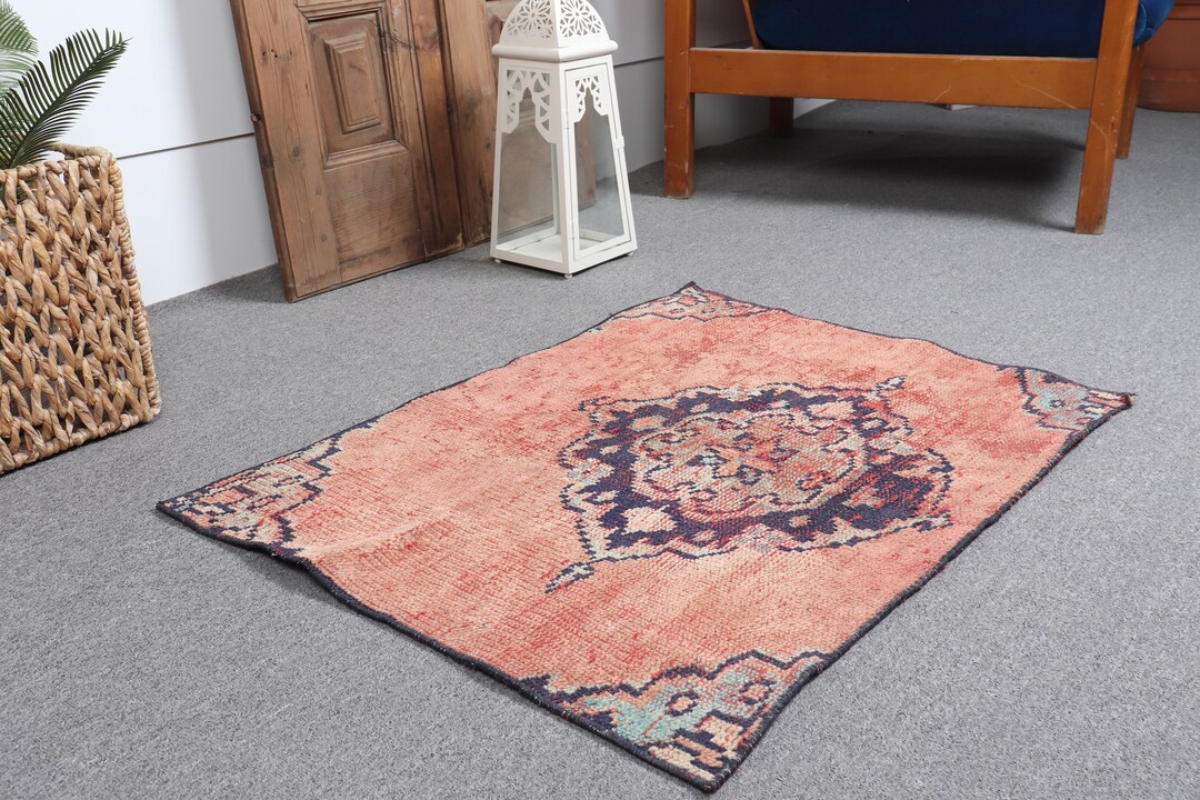 Turkish Rug Small Rugs Vintage Oushak for Entry 2.1x2.8 Ft Red Bedroom ...