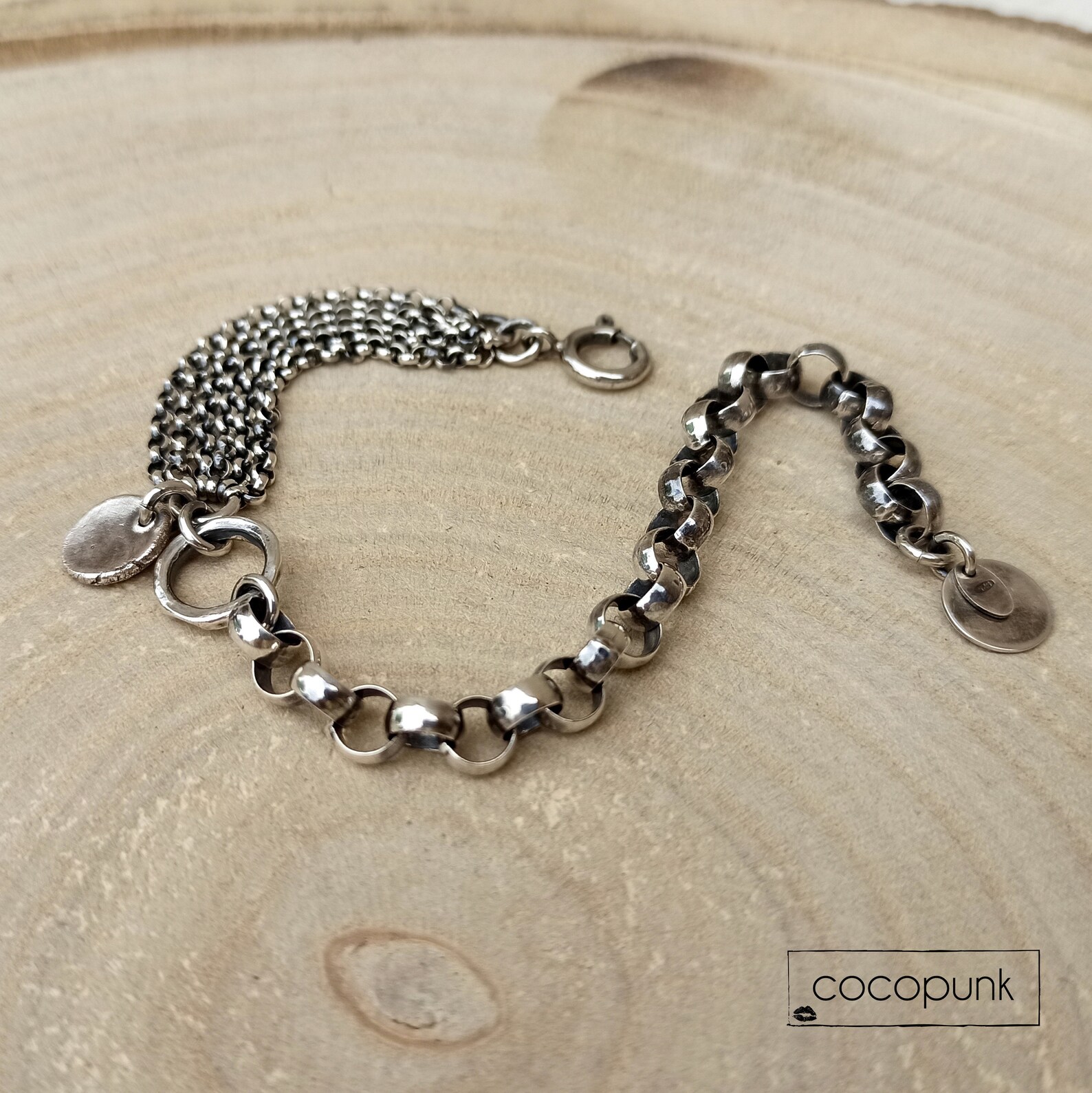 Solid Sterling Silver Bracelet Thick Chain Bracelet Modern Silver ...