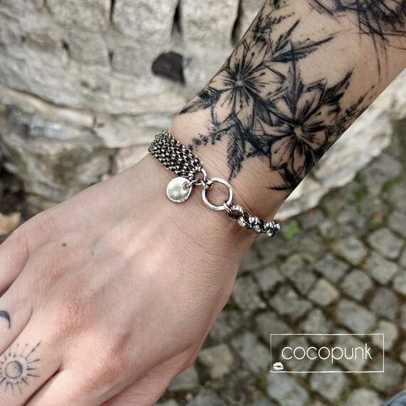 Solid Sterling Silver Bracelet Thick Chain Bracelet Modern - Etsy