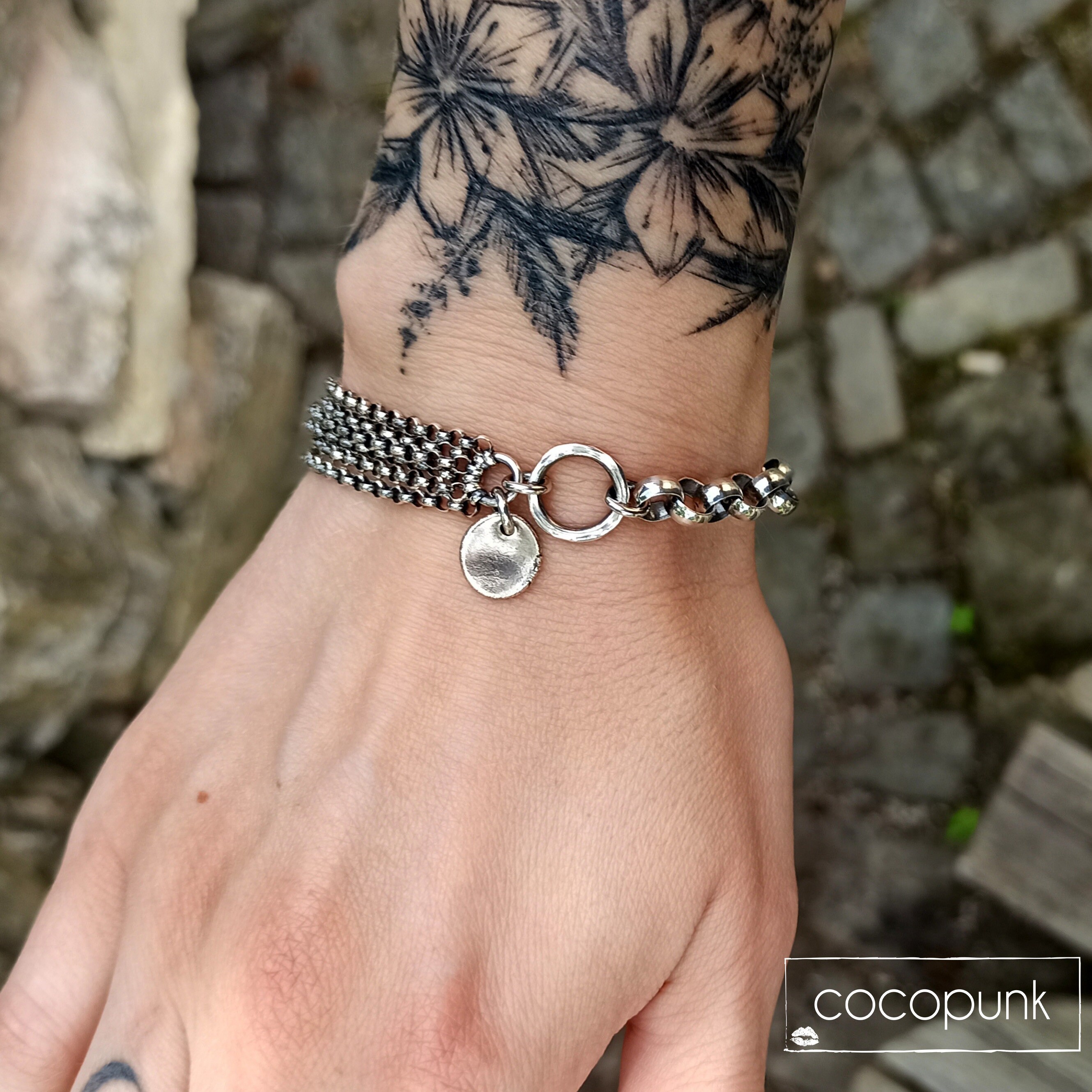 Solid Sterling Silver Bracelet Thick Chain Bracelet Modern Silver ...