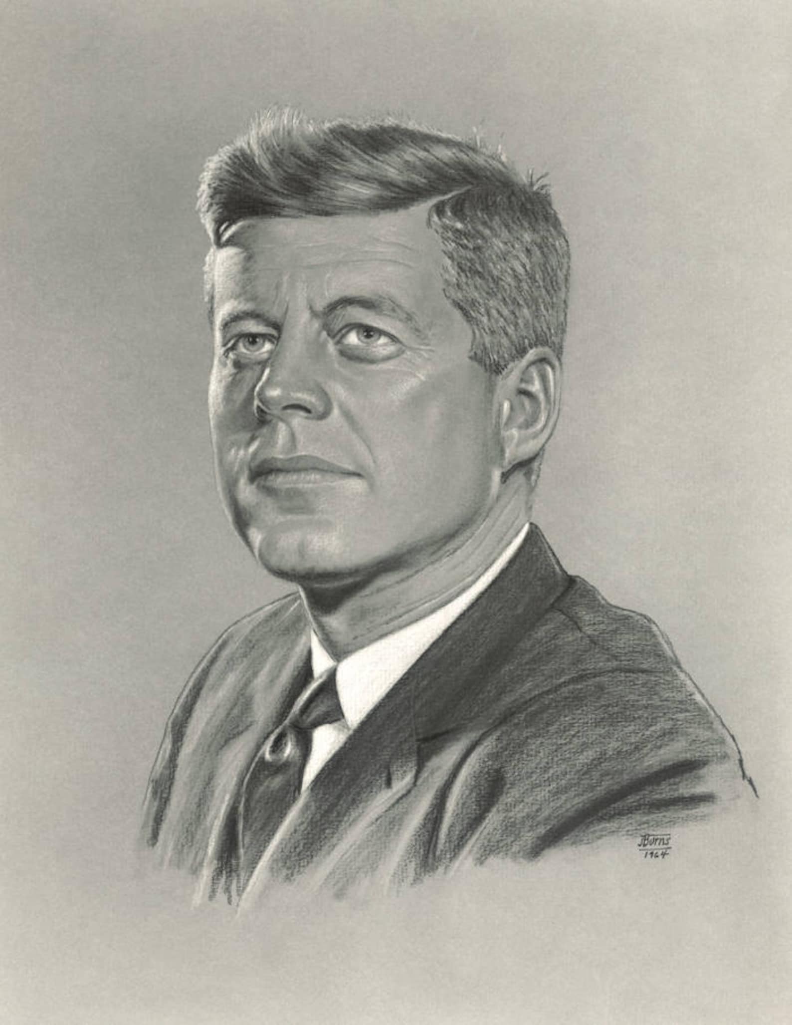 John Fitzgerald Kennedy President JFK Portrait 1964 Apollo 11 Moon ...
