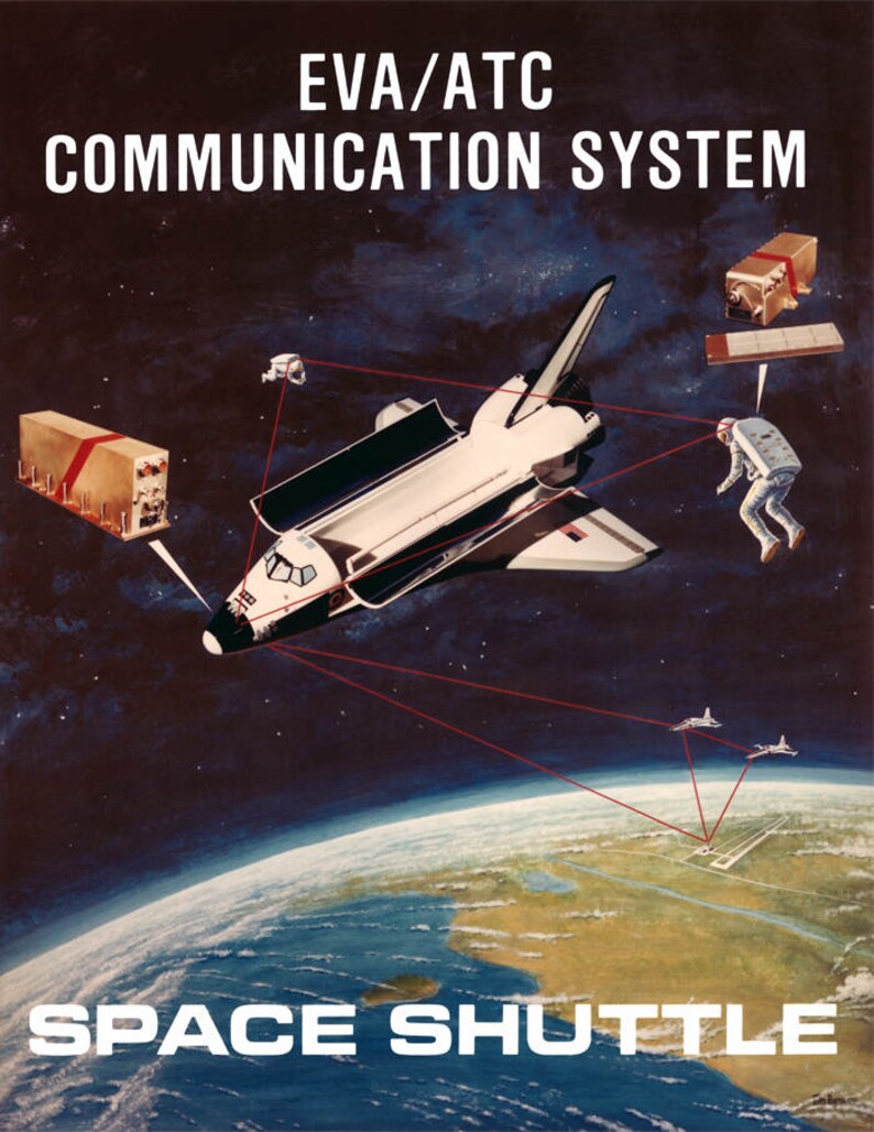 NASA 1981 Concept Art Space Shuttle Mission Communications Systems ...