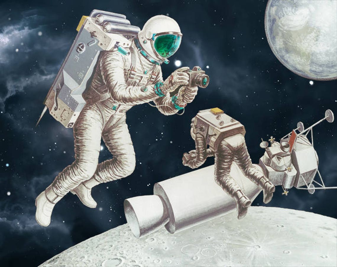 NASA 1978 Concept Art Apollo 11 Moon Landing Mission Voice Controlled ...