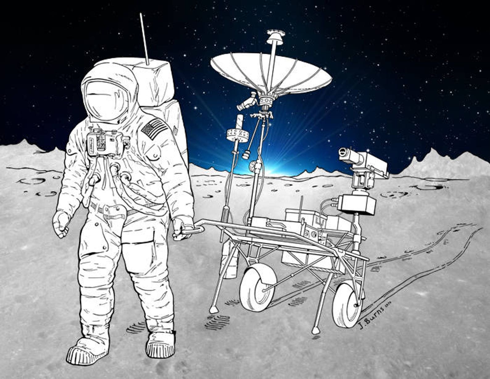 NASA 1970 Concept Art Apollo 11 Moon Landing Mission Lunar ...