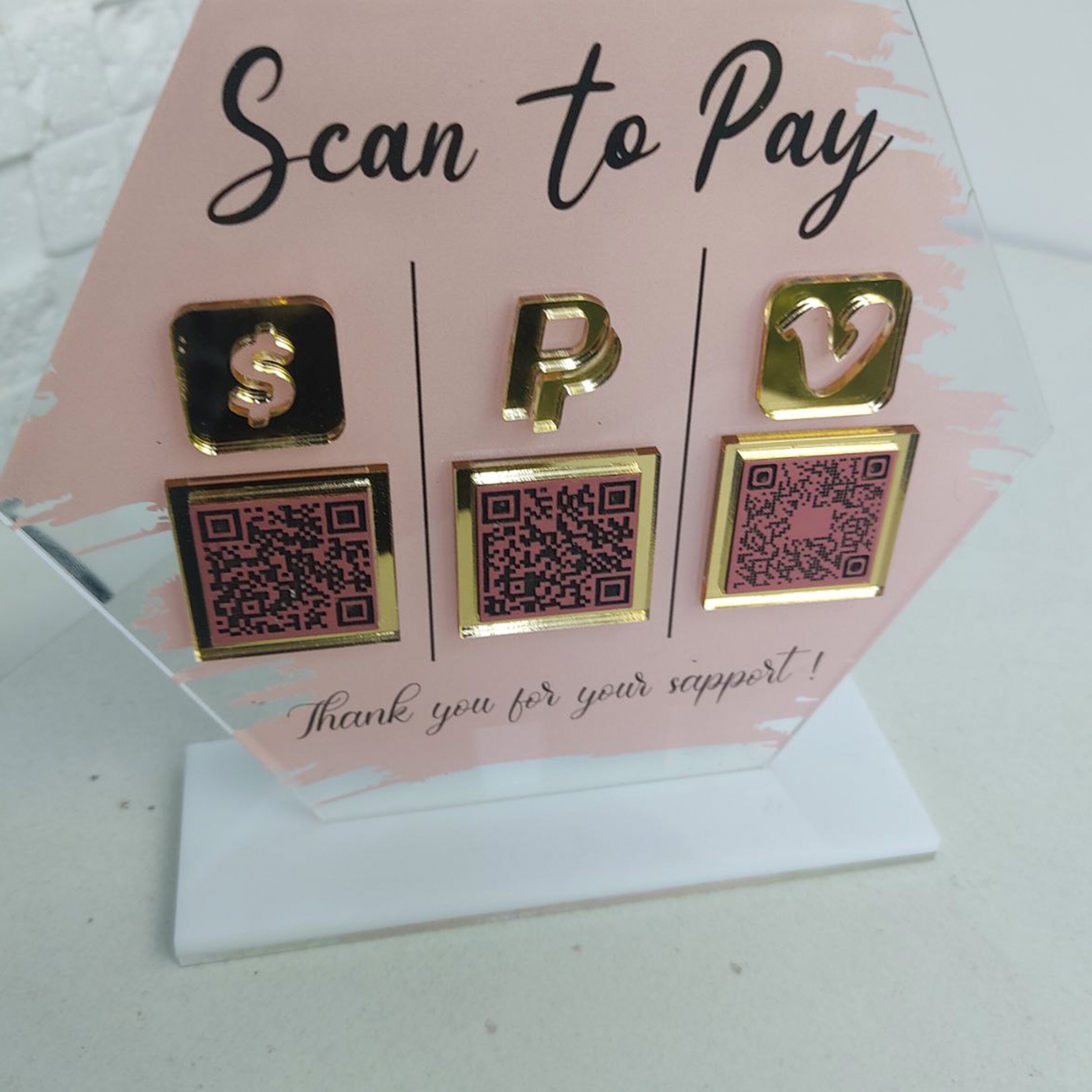 Scan to Pay - Custom Payment Sign 3D QR Code for Quick Payment. Small ...