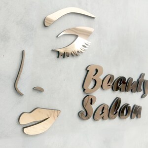 Beauty Salon Mirror Acrylic Wall Sign. Eyelash Extension Studio Sign ...