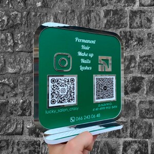 Acrylic QR Code Sign. Reception Desk Custom QR Code Plaque, Social ...