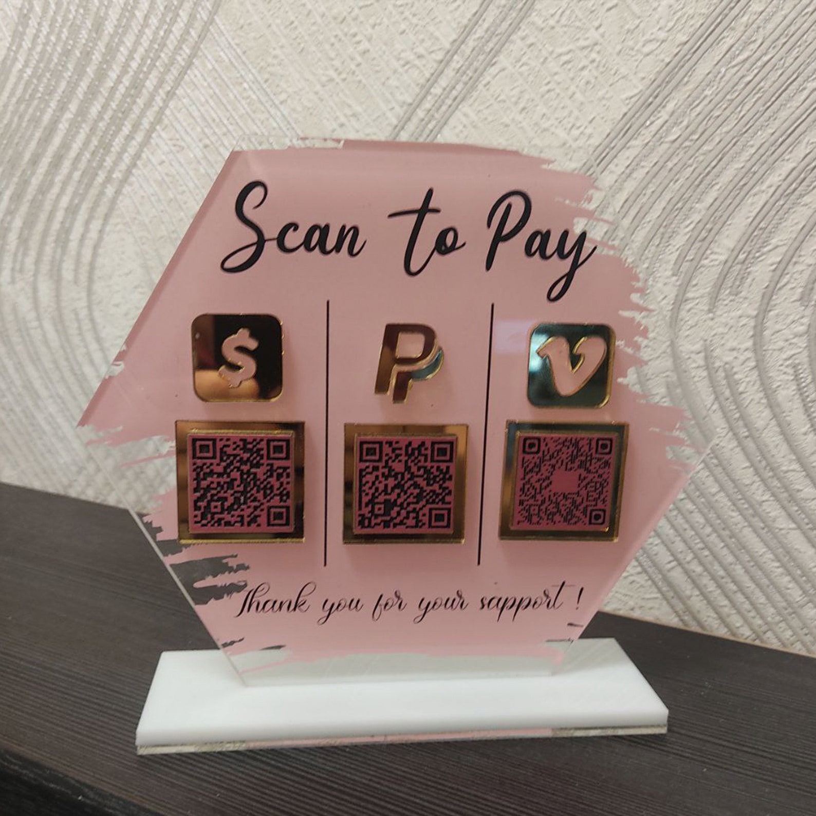 Scan to Pay - Custom Payment Sign 3D QR Code for Quick Payment. Small ...