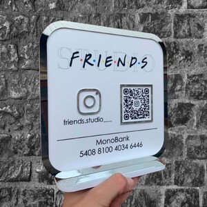 Acrylic QR Code Sign. Reception Desk Custom QR Code Plaque, Social ...