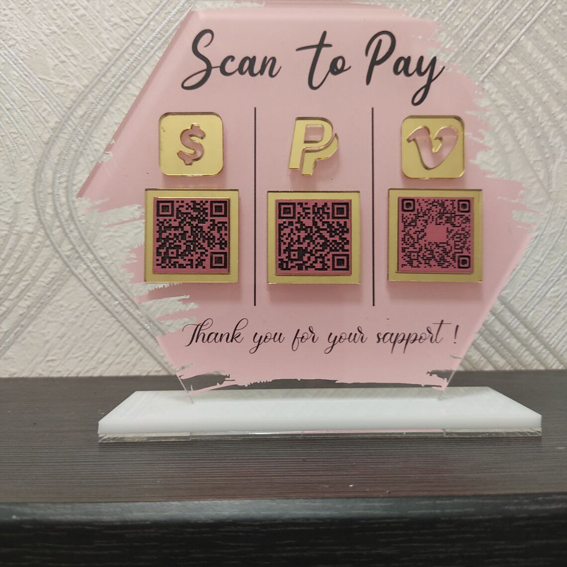 Scan to Pay - Custom Payment Sign 3D QR Code for Quick Payment. Small ...