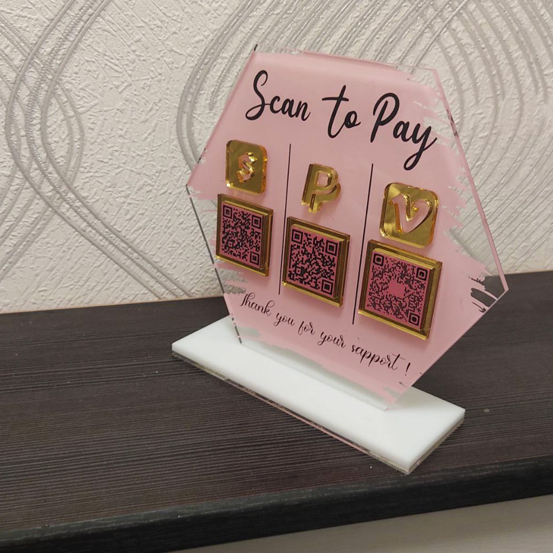 Scan to Pay - Custom Payment Sign 3D QR Code for Quick Payment. Small ...