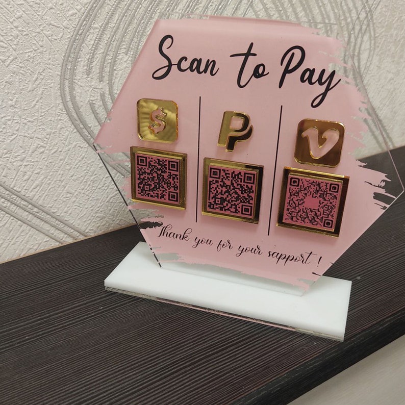 Scan to Pay - Custom Payment Sign 3D QR Code for Quick Payment. Small ...